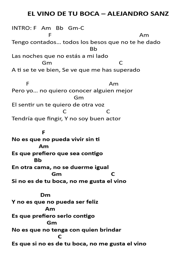El Vino de Tu Boca - Alejandro Sanz | PDF