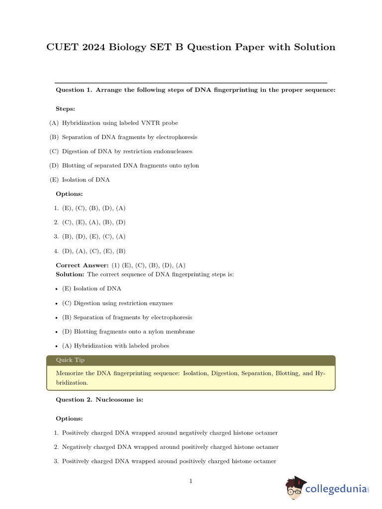 CUET Biology SET B Solution | PDF | Dominance (Genetics) | Menstrual Cycle