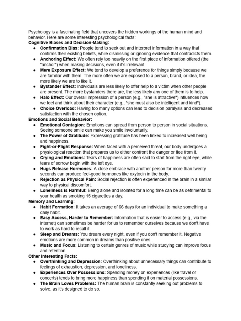 Gi e Me Psychological Facts | PDF | Emotions | Decision Making