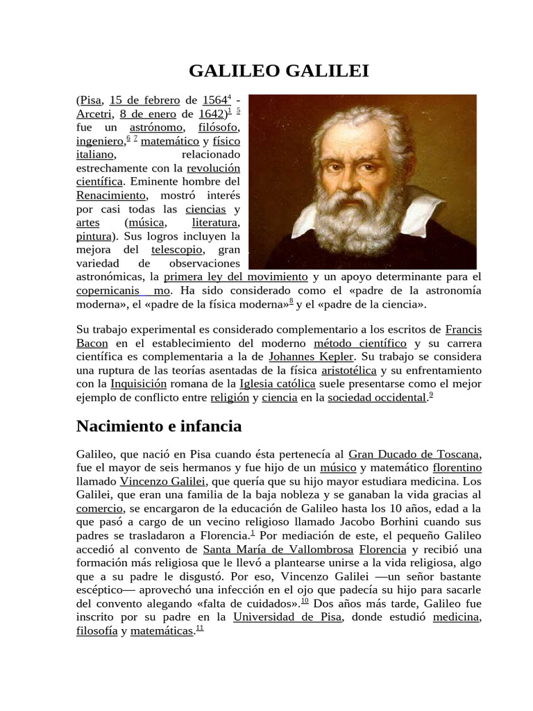 Galileo Galilei: Padre de la Ciencia Moderna | PDF