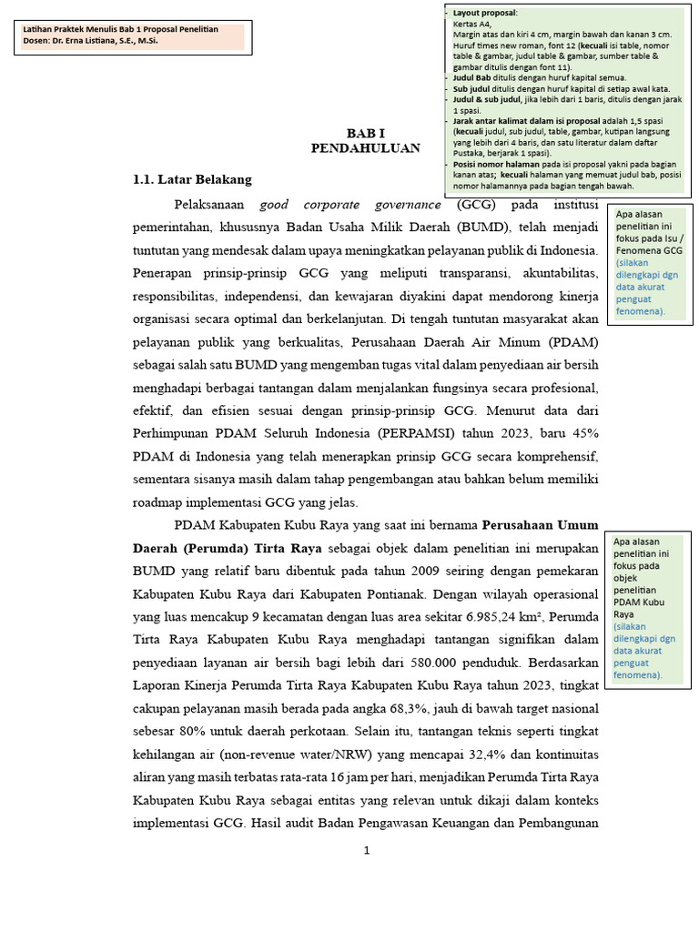8 Mei 2025 Praktek Latihan Menulis Bab 1 & 2 Proposal Penelitian | PDF