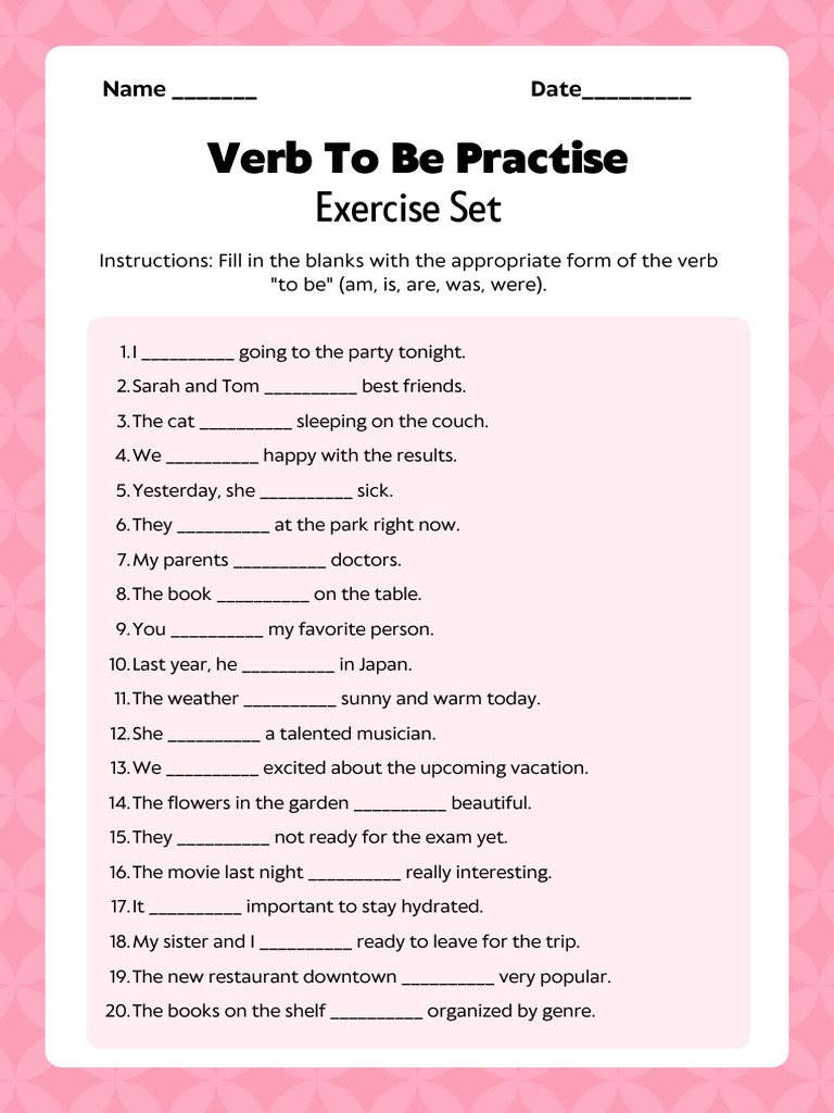 To Be Practise Worksheet | PDF