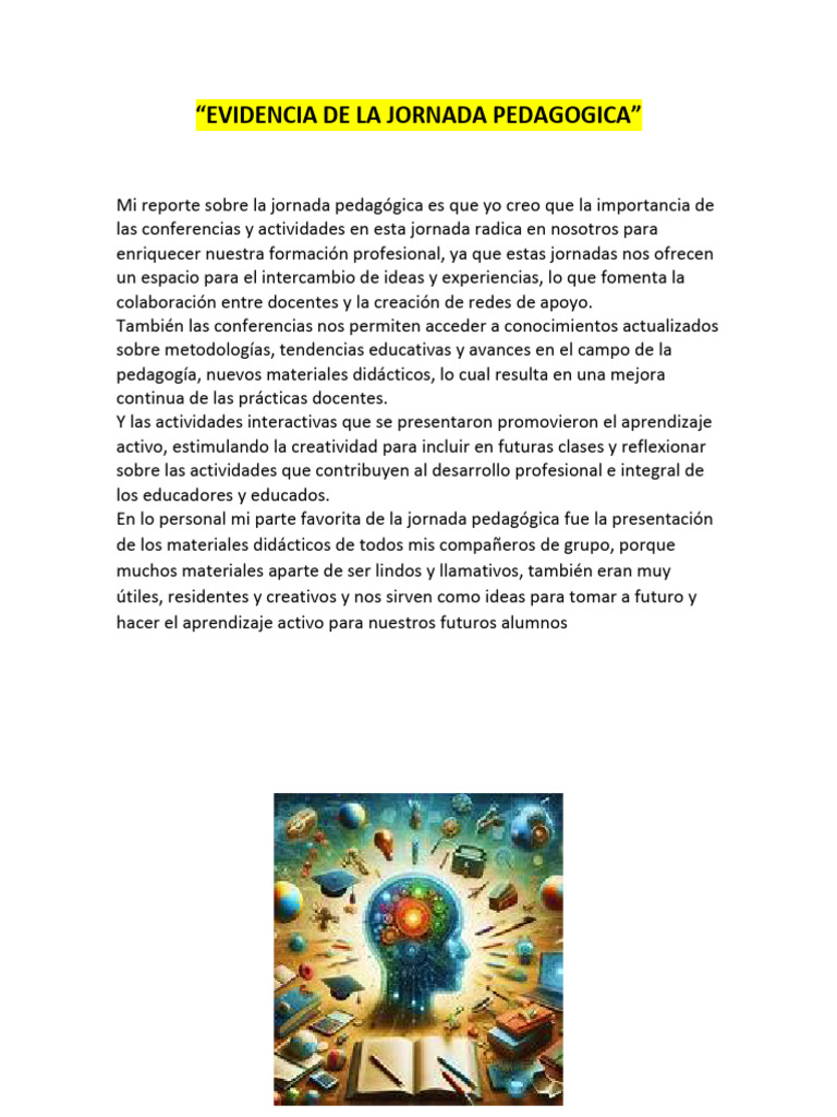 Evidencia de La Jornada Pedagogica | PDF