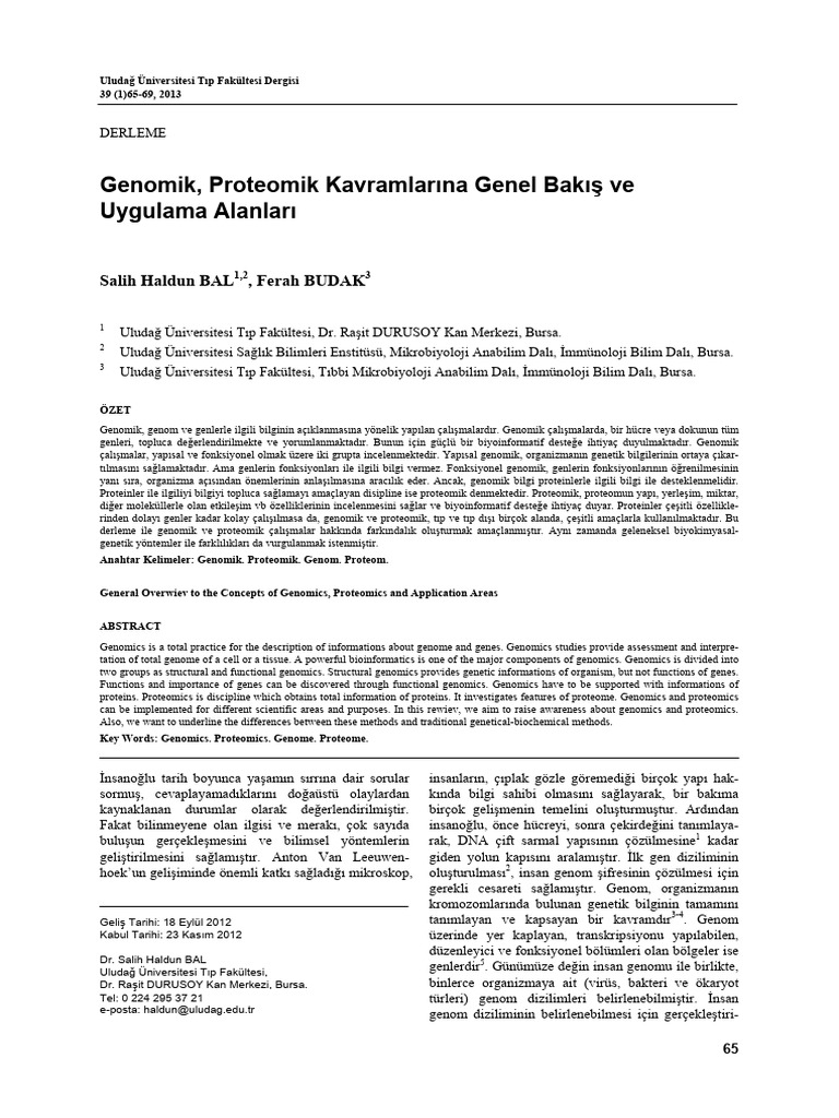 Genomik Proteomik Kavramlarina Genel Bak | PDF