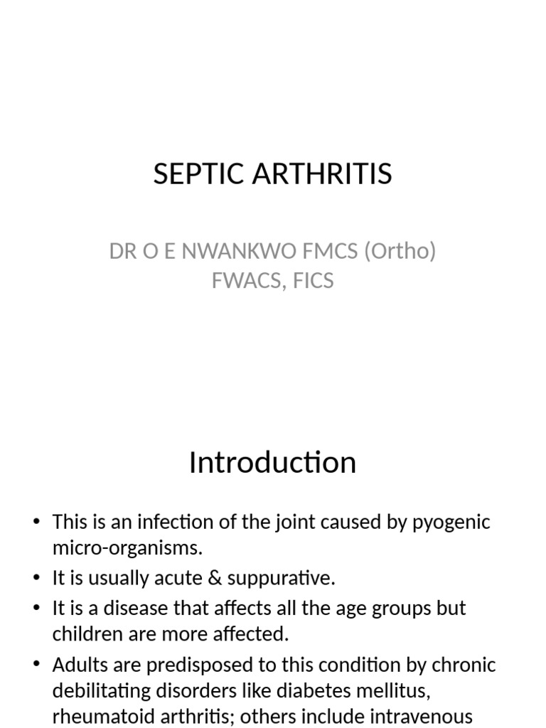 Understanding Septic Arthritis: Causes & Treatment | PDF | Joint ...