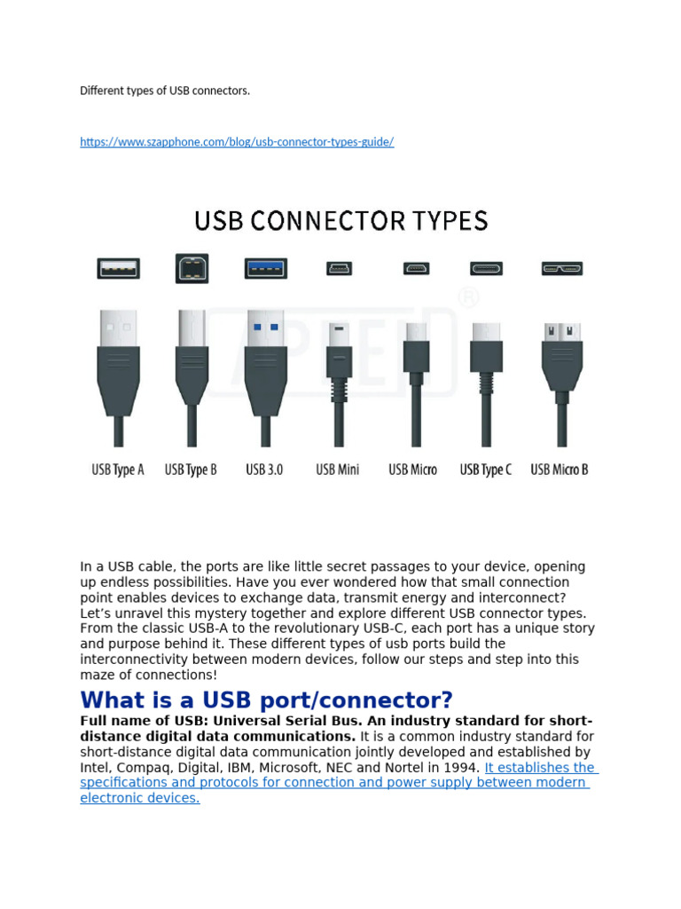 Different Types of USB Connectors | PDF | Usb | Electrical Connector