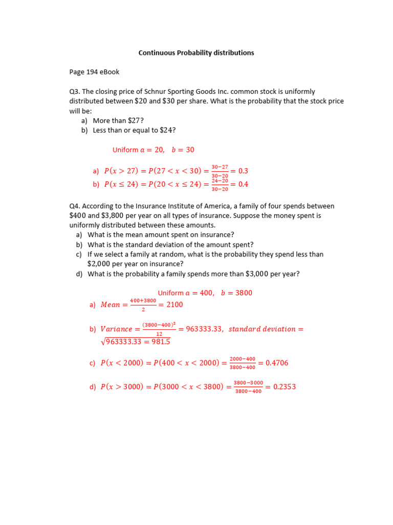 Continuous Probability Distributions - Week9 | PDF | Statistical Models | Statistical Analysis