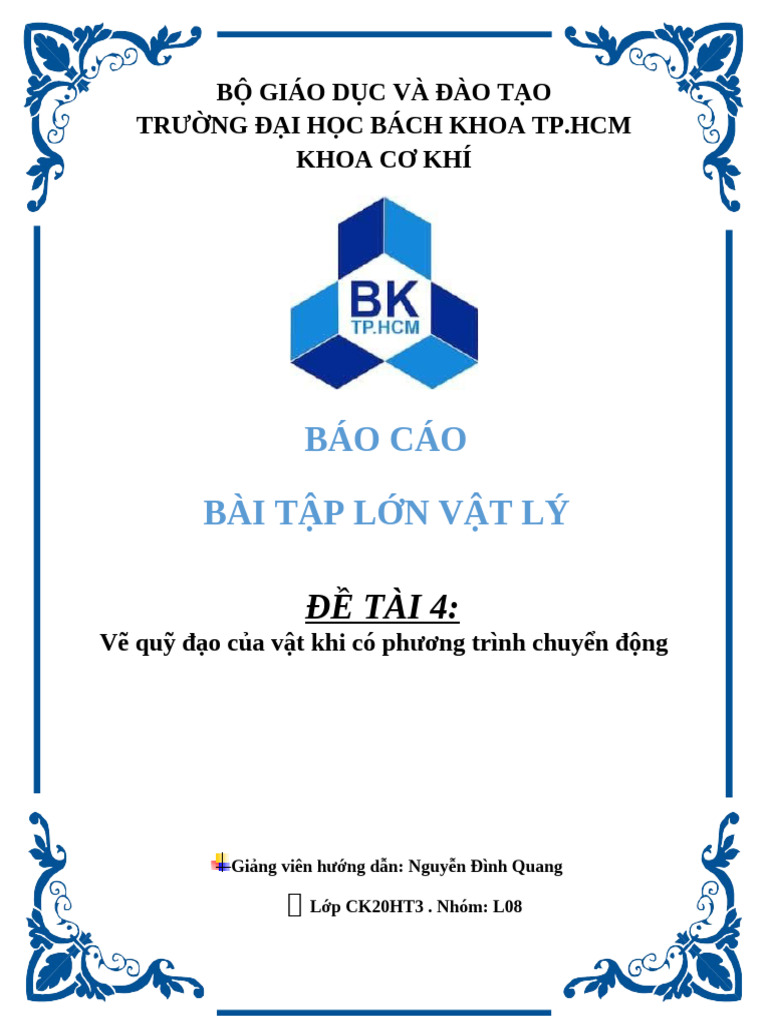 BTL VL 1, đề tài 4 | PDF