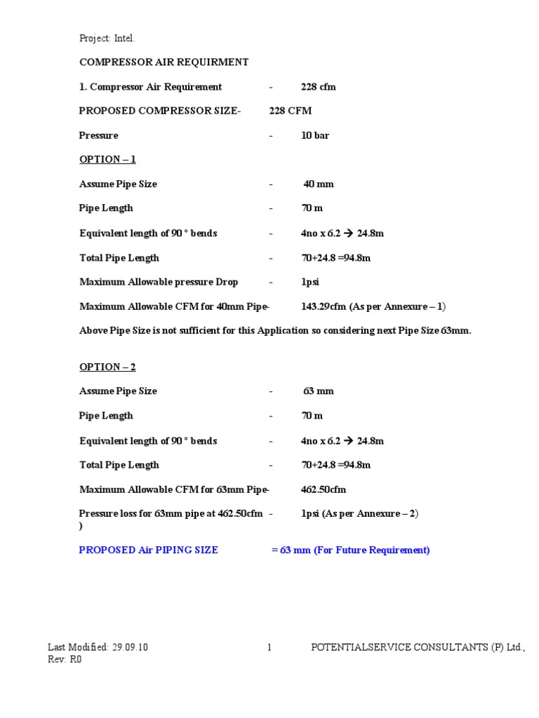Compressor Air Calculation | PDF