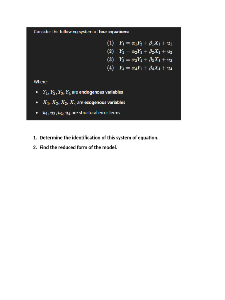 Determine The Identification of This System of Equation | PDF