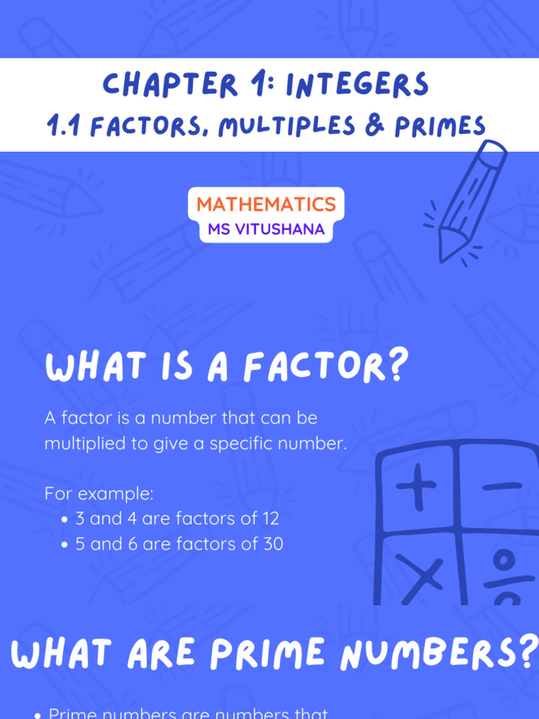 1.1 Factors, Multiples and Primes - 13.32.10 | PDF | Prime Number ...