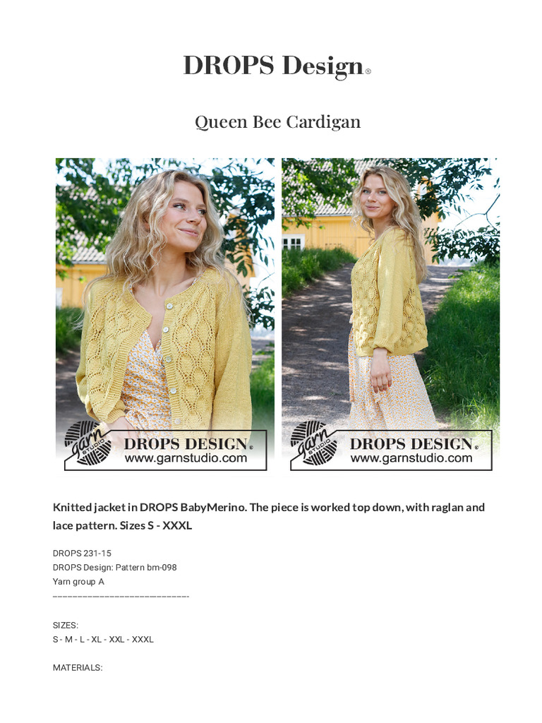 Queen Bee Cardigan | PDF | Knitting | Knitting Needle