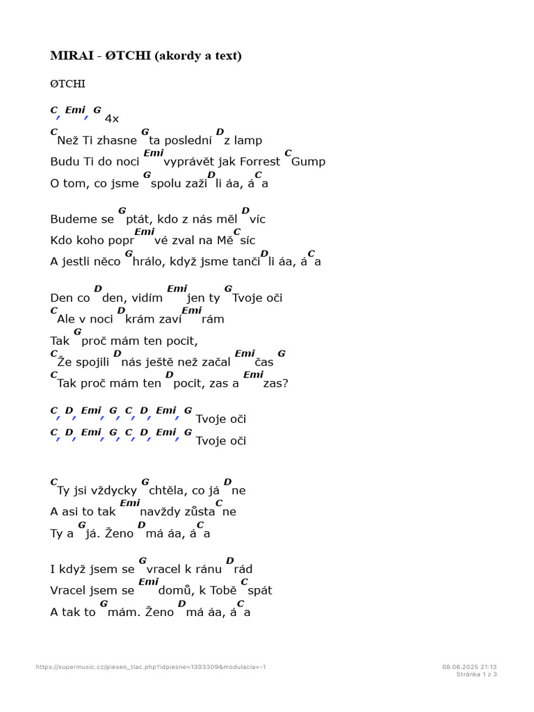 MIRAI - ØTCHI (Akordy A Text) | PDF