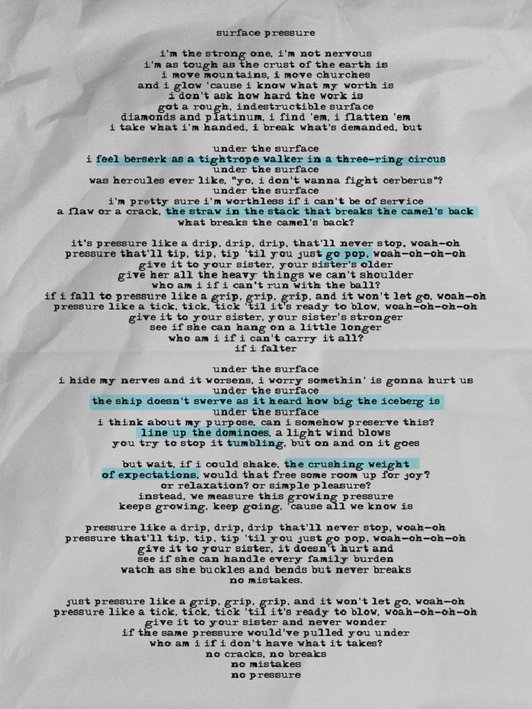 Surface Pressure Lyrics | PDF