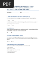 Brief Confusion Assessment Method (bCAM) : Instruction Manual v1 | PDF ...
