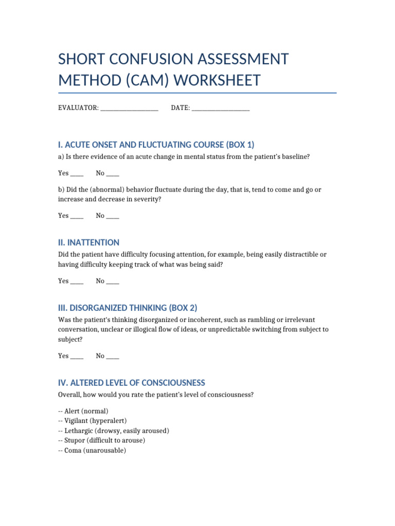 Short CAM Worksheet | PDF