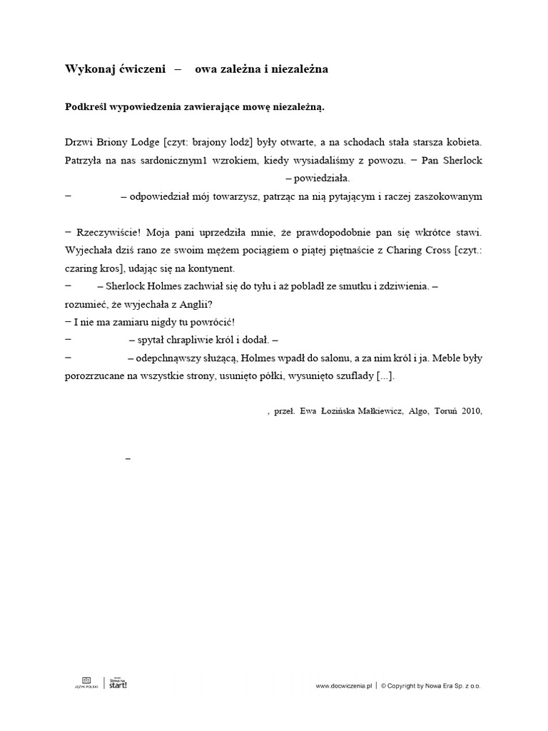 Wykonaj Cwiczenie Mowa Zalezna I Niezalezna | PDF