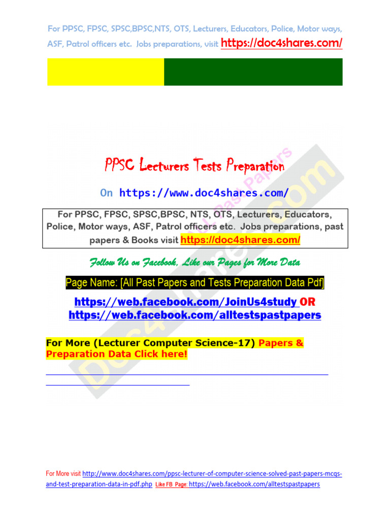 PPSC Computer Science Test Prep MCQs | PDF | Computer Data Storage ...
