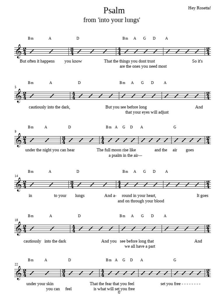 Psalm Hey Rosetta Leadsheet | PDF