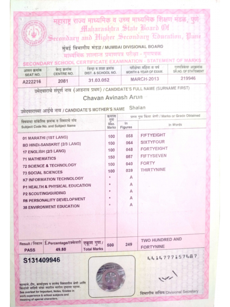 10 TH Marksheet - Nov 12 2023 - 11-51 AM | PDF