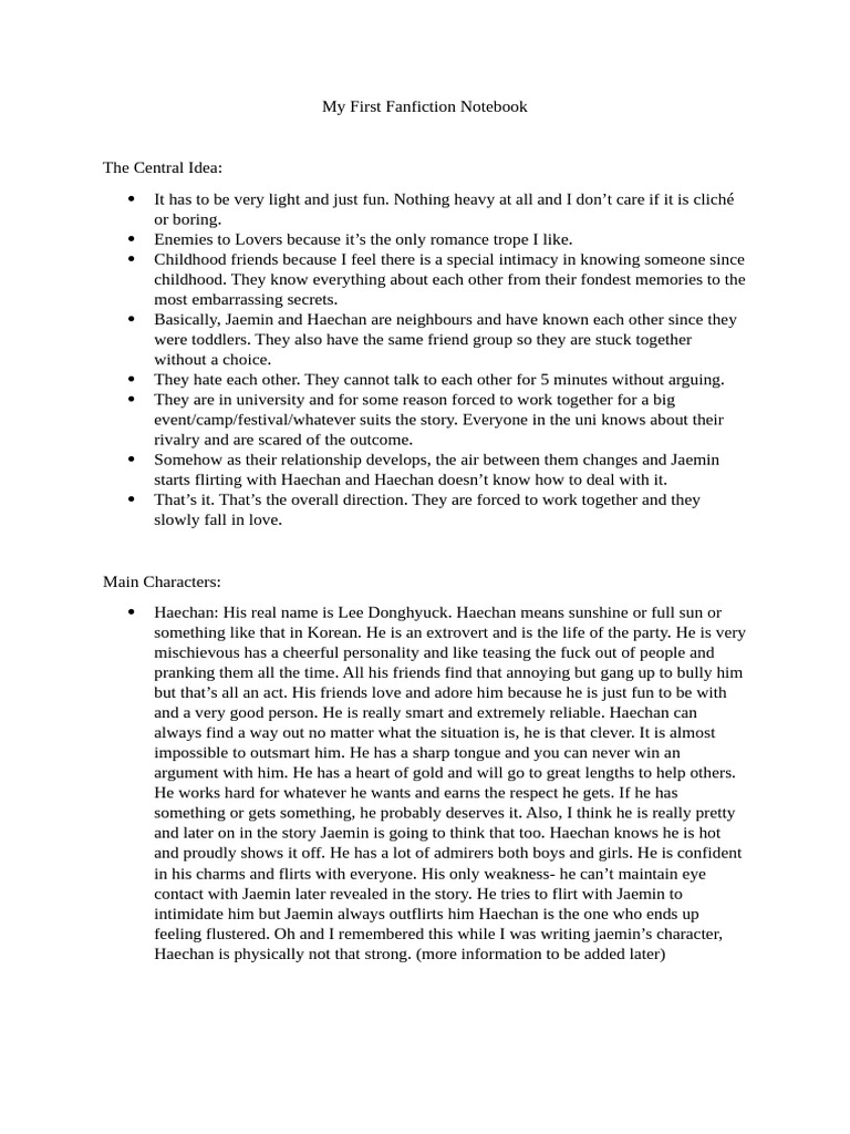 My First Fanfiction Notebook | PDF