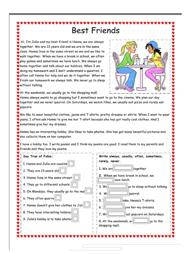 Reading Worksheet | PDF