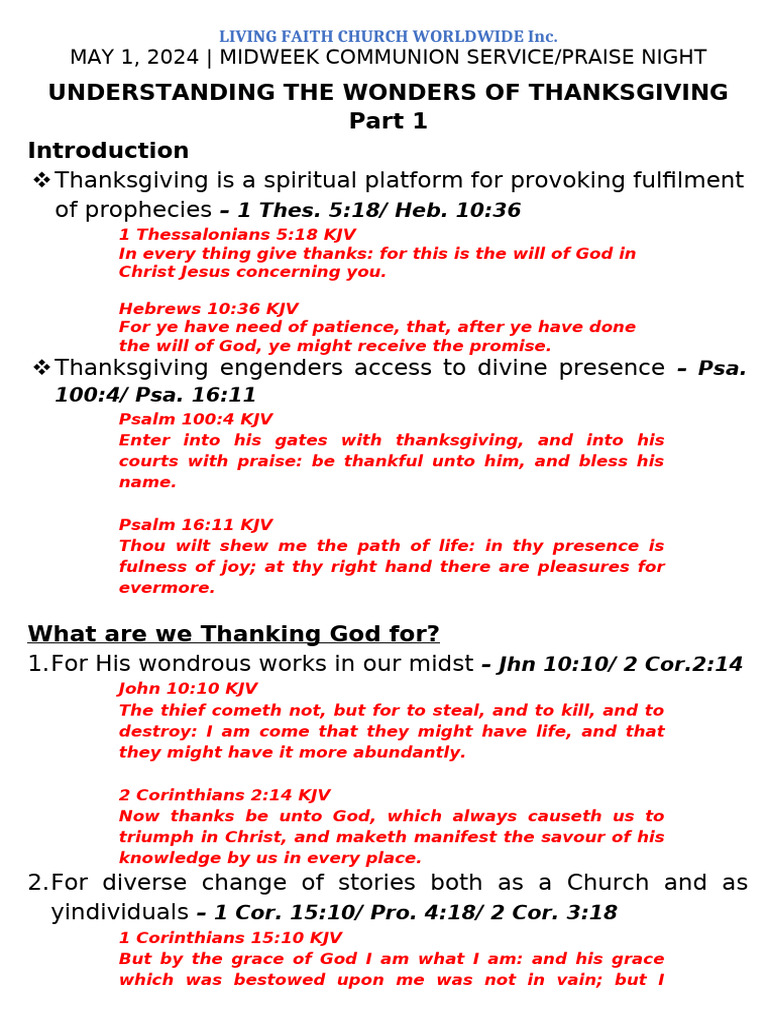 1with Script Understanding The Wonders of Thanksgiving Part 11 | PDF | Glory (Religion ...