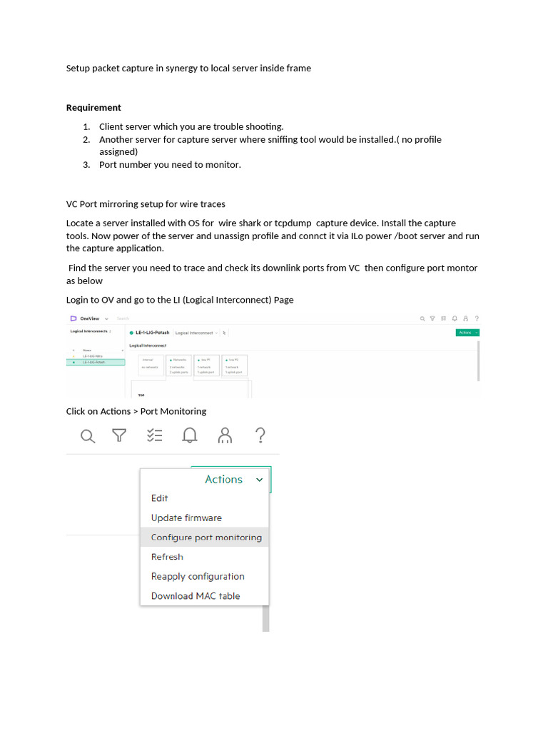 VC Port Mirroring Setup Guide | PDF