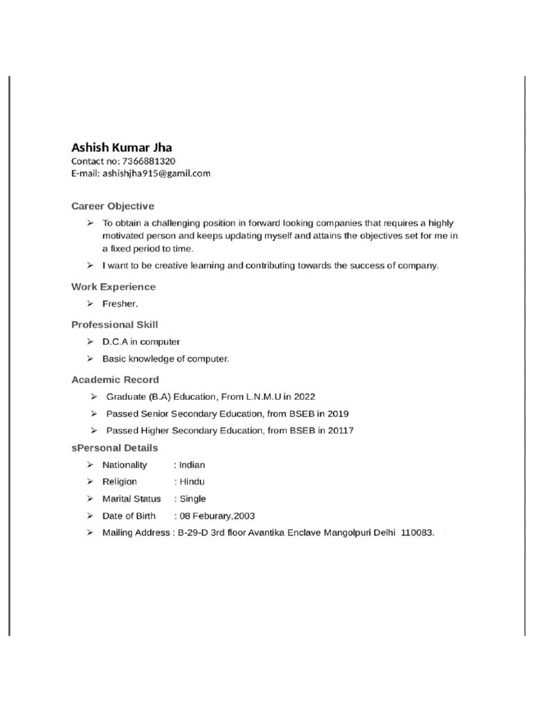 Resume Ashish ? | PDF