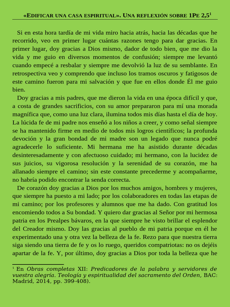 Edificar Una Casa Espiritual. Una Reflexión Sobre 1pe 2,5 - J. Ratzinger (1981) | PDF | Fe ...