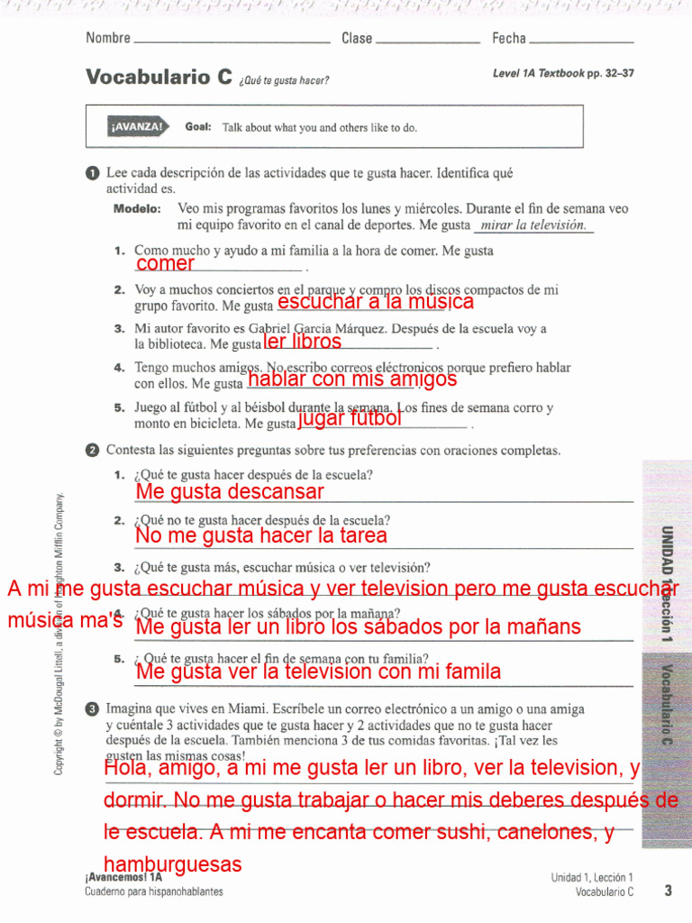 Kami Export - U1 L1 Vocabulario | PDF