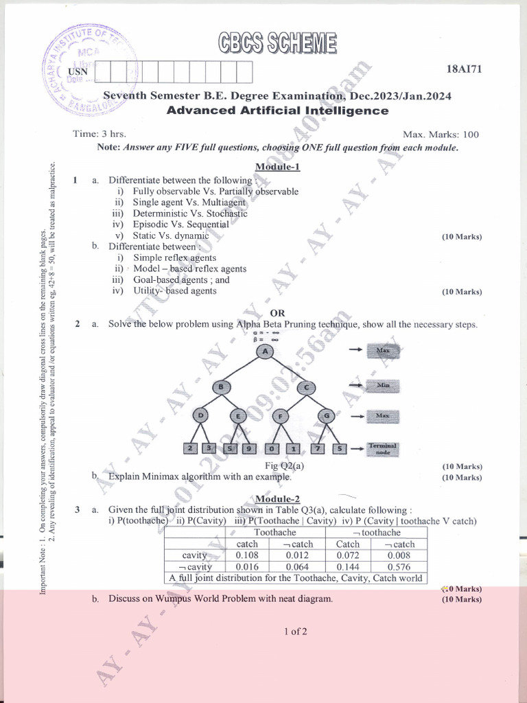 18ai71 Question Paper | PDF