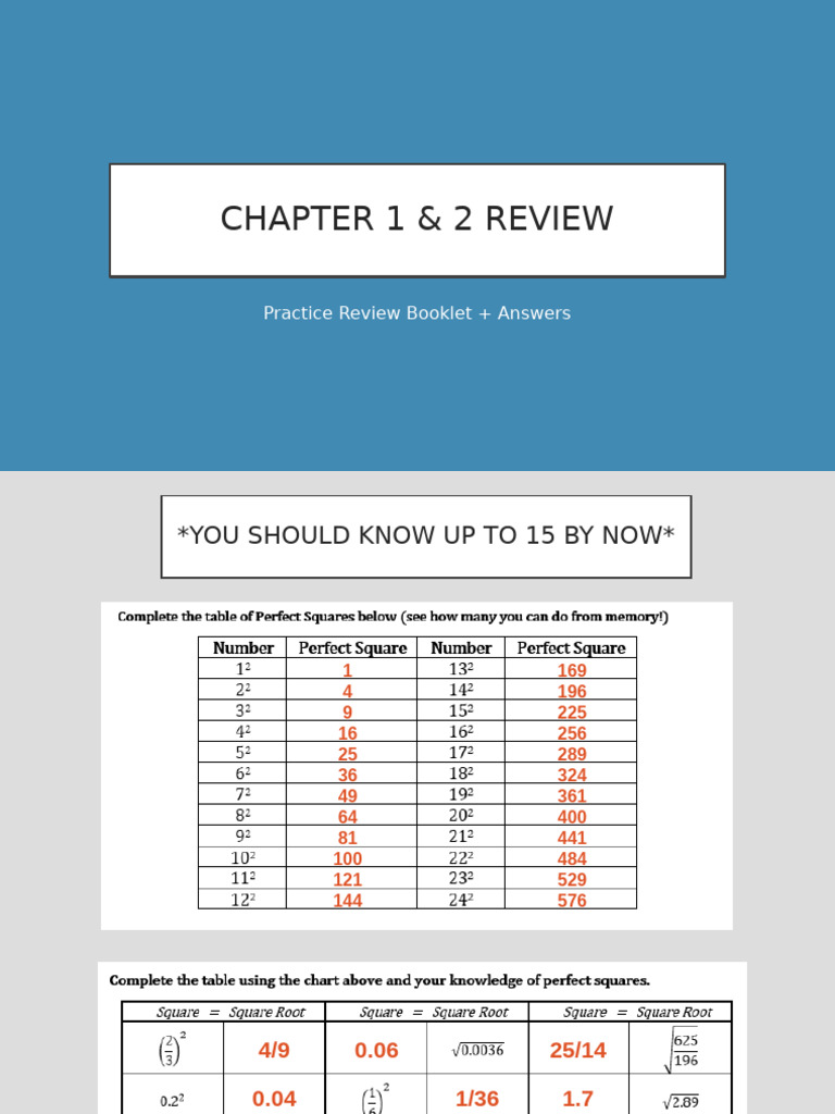 Chapter 1 & 2 Review - Practice Booklet Answers 2022 | PDF