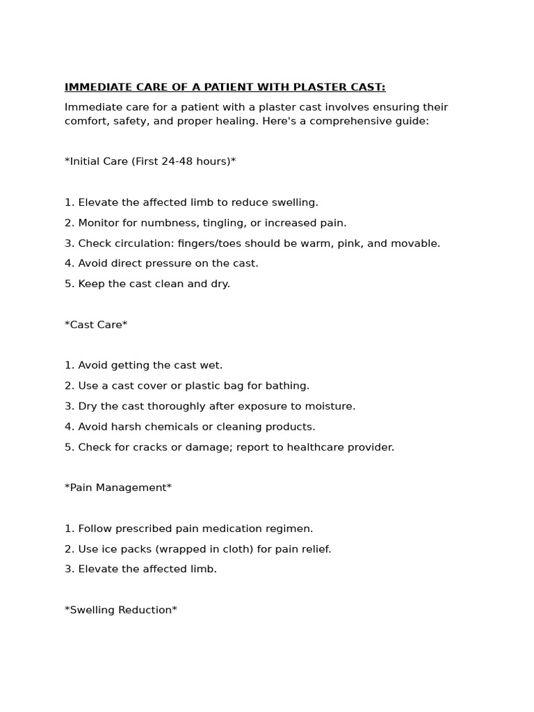 Immediate Care of Plaster Cast | PDF | Palliative Care | Terminal Illness