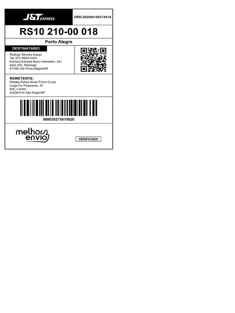 Melhor Envio - Rodrigo | PDF