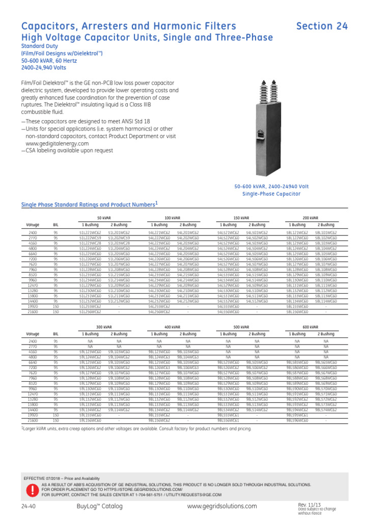 High Voltage Capacitor Data Sheet | PDF | Capacitor | Electric Power