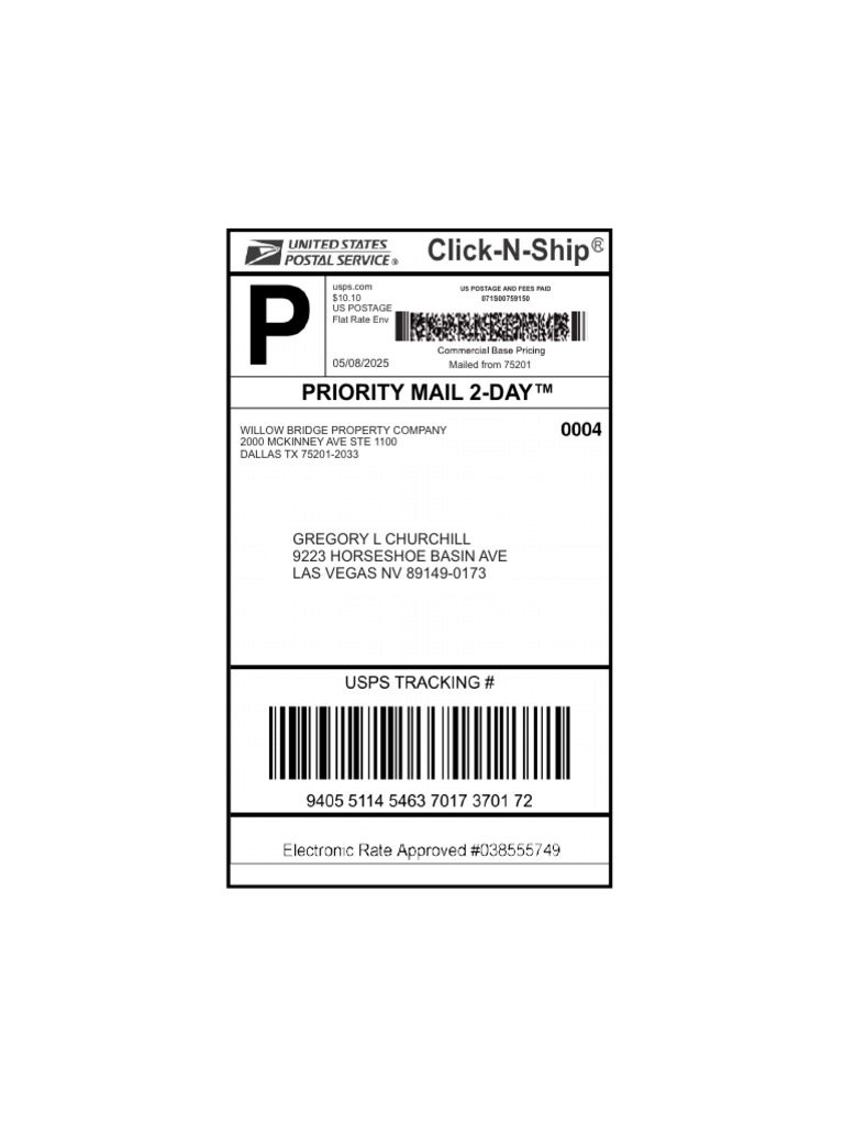 Priority Mail to Gregory Churchill | PDF
