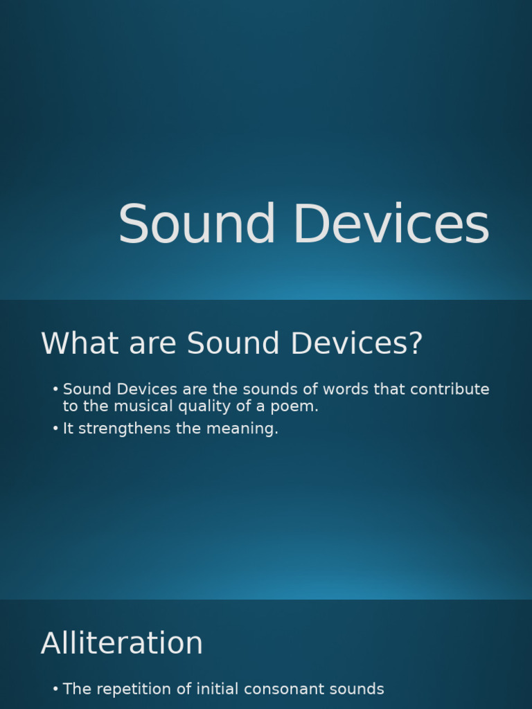 Unit 4 Poetry Sound Devices | PDF