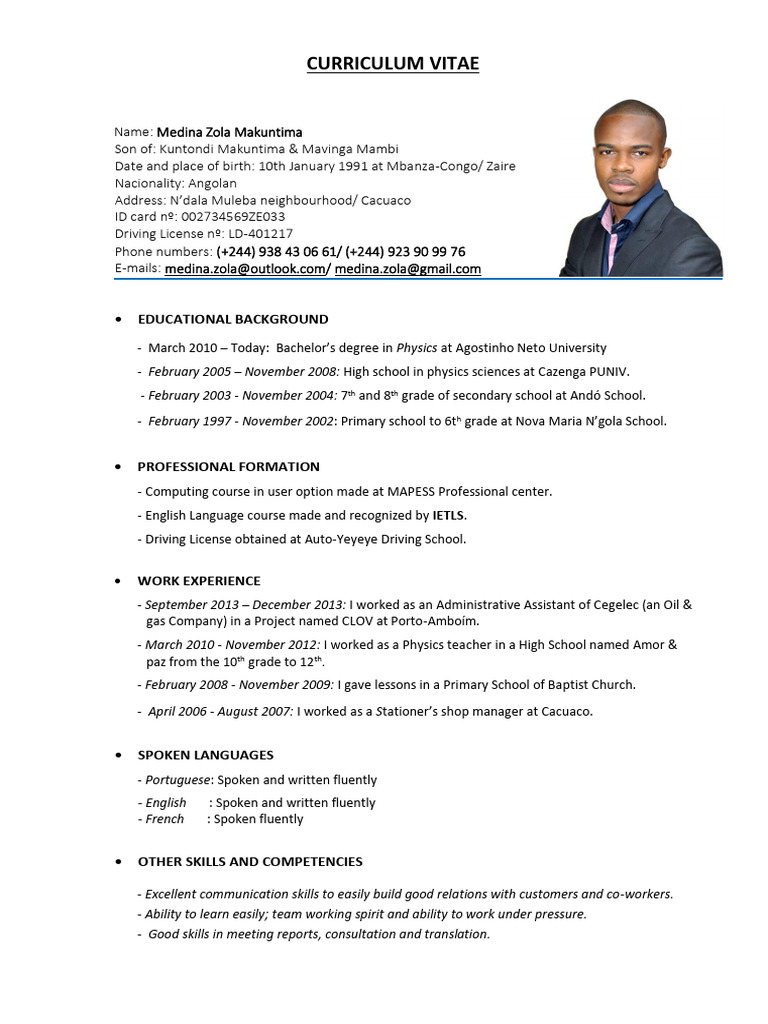 Curriculum Vitae - Inglês | PDF