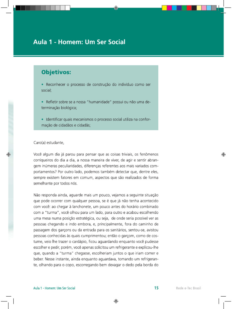 Unidade 1 - o Ser Humano e A Sociedade | PDF