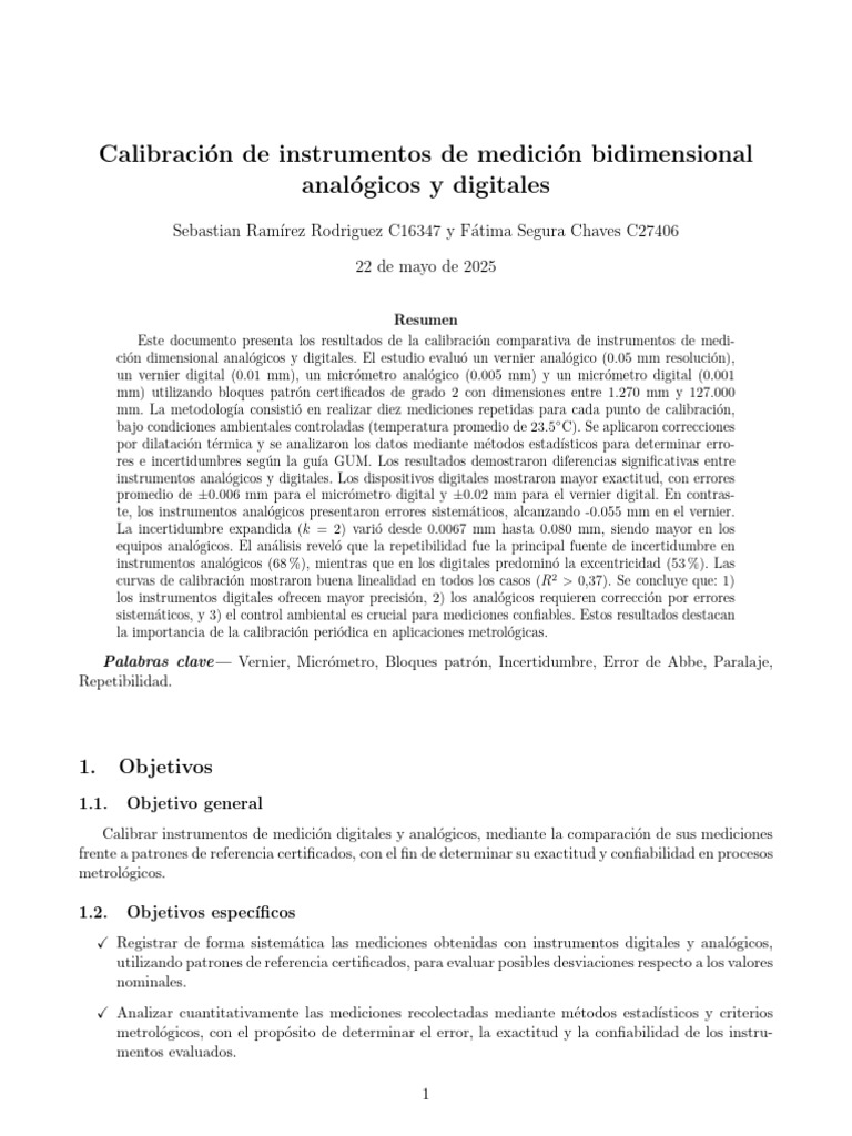 Calibraci On de Instrumentos de Medici On Bidimensional Anal Ogicos y Digitales | PDF | Medición ...