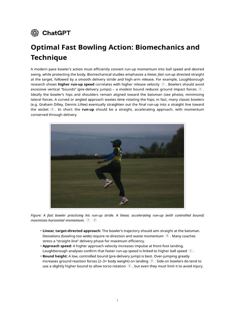 Optimal Fast Bowling Action - Biomechanics and Technique | PDF | Bowling (Cricket) | Anatomical ...