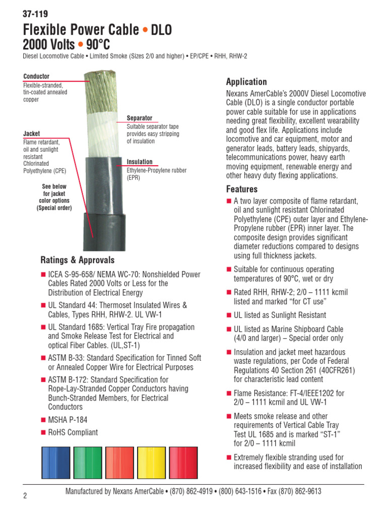 DLO Cable Specifications and Ampacity | PDF | Electrical Conductor ...