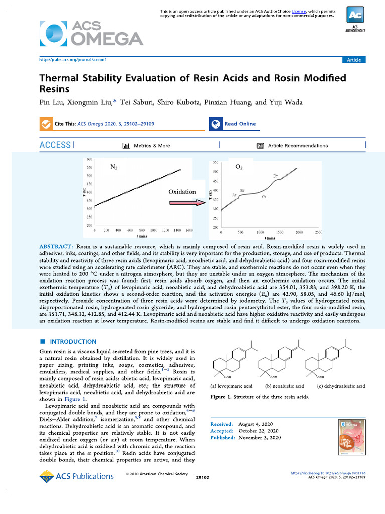 Thermal Stability Evaluation of Resin Acids and Rosin Modified | PDF