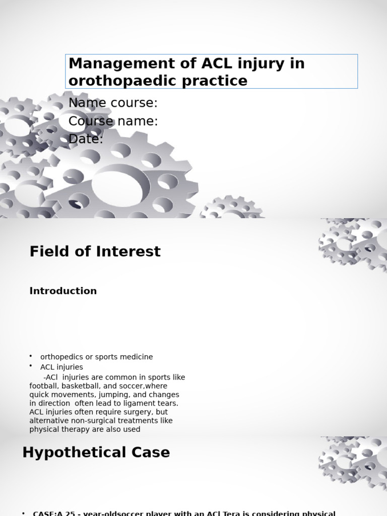 Management of ACL Injury in Orothopaedic Practice | PDF | Clinical ...