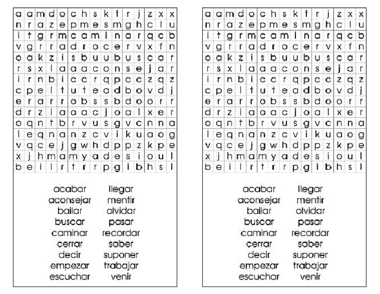 Sopa de Letras de Verbos | PDF
