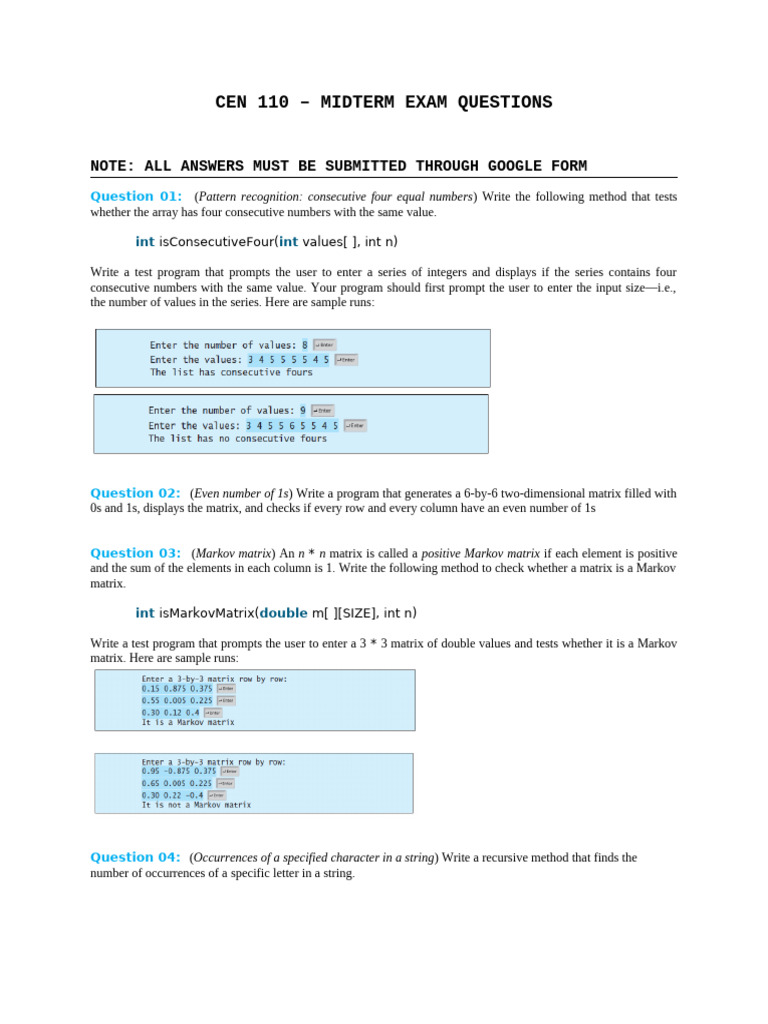 Cen 110 - Midterm Exam Questions | PDF