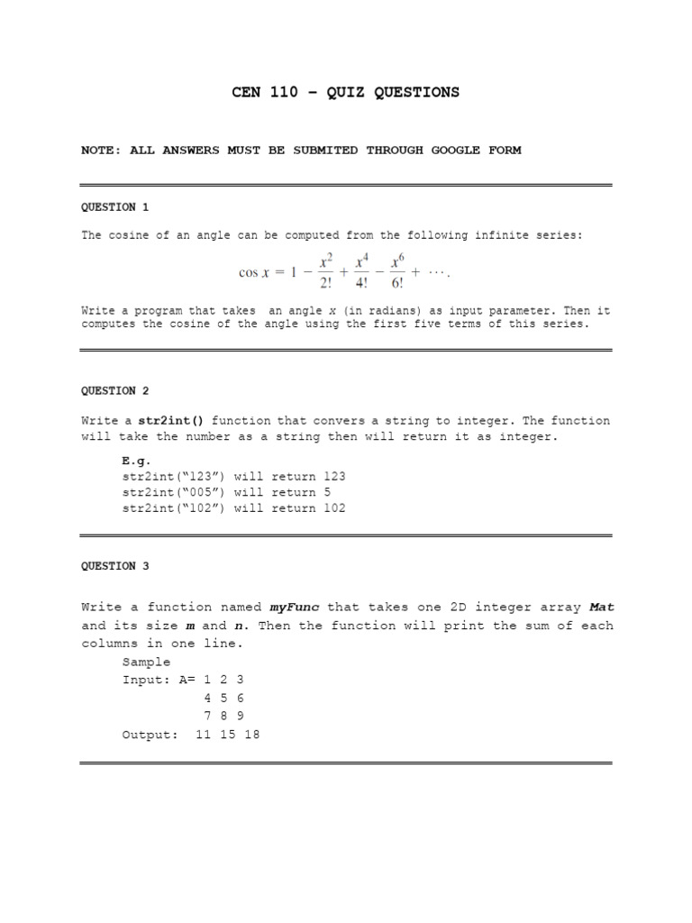 CEN - 110 - Quiz - G2 | PDF