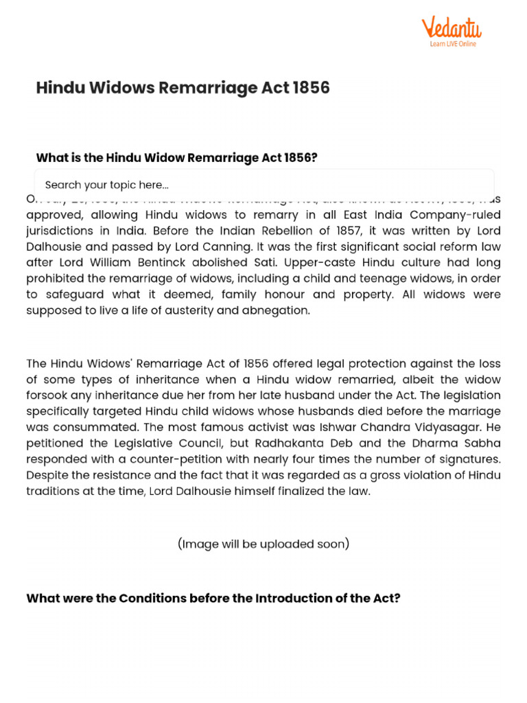Hindu Widows Remarriage Act 1856 | PDF