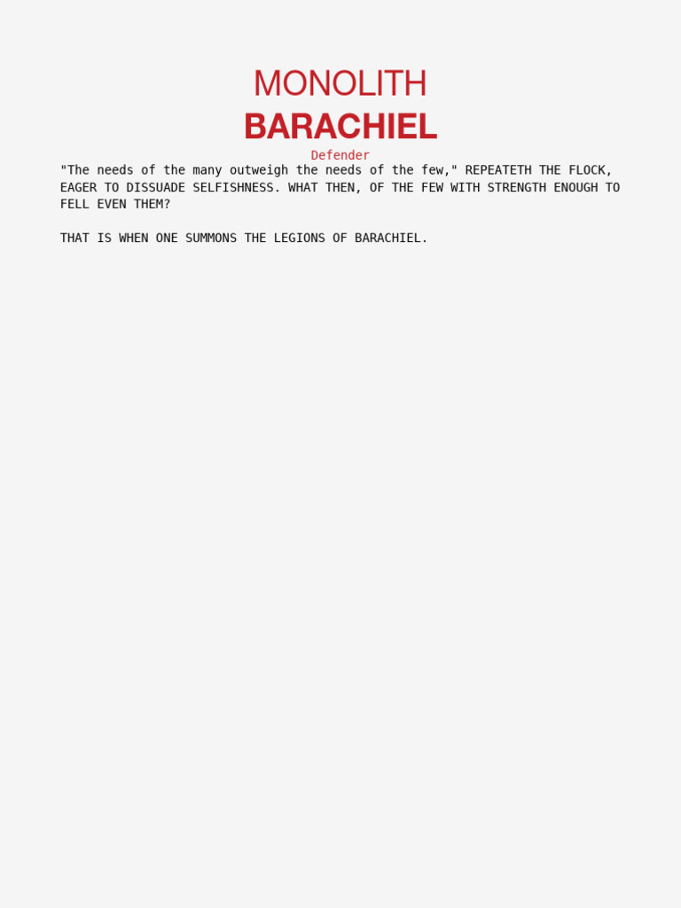 Monolith Solutions Barachiel | PDF
